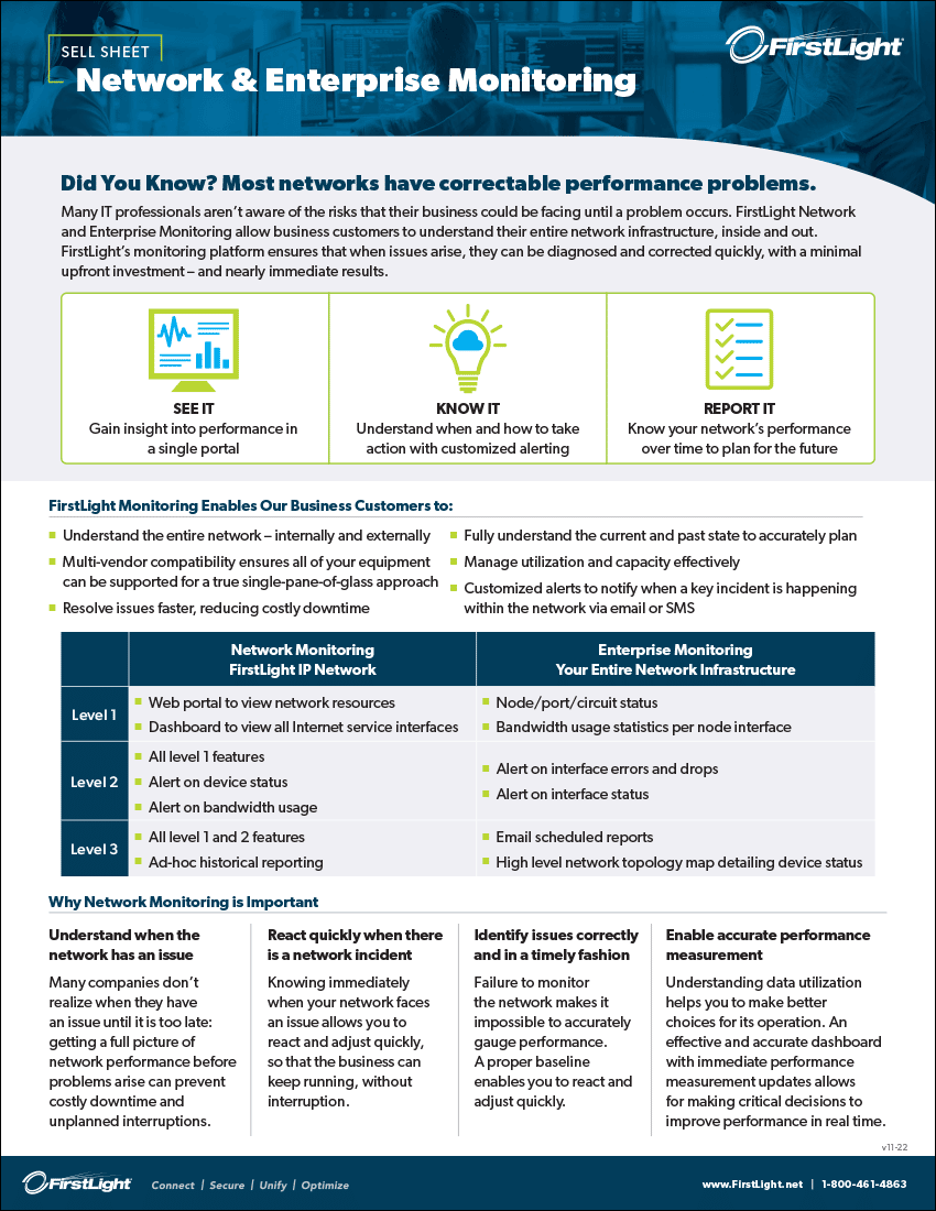 Network Monitoring to Optimize Performance - FirstLight